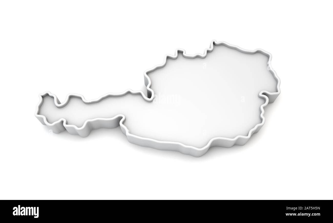 Simple white 3D map of austria. 3D Rendering Stock Photo - Alamy