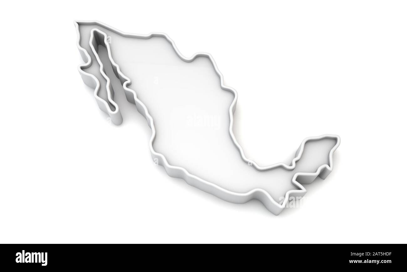 Simple white 3D map of Mexico. 3D Rendering Stock Photo - Alamy