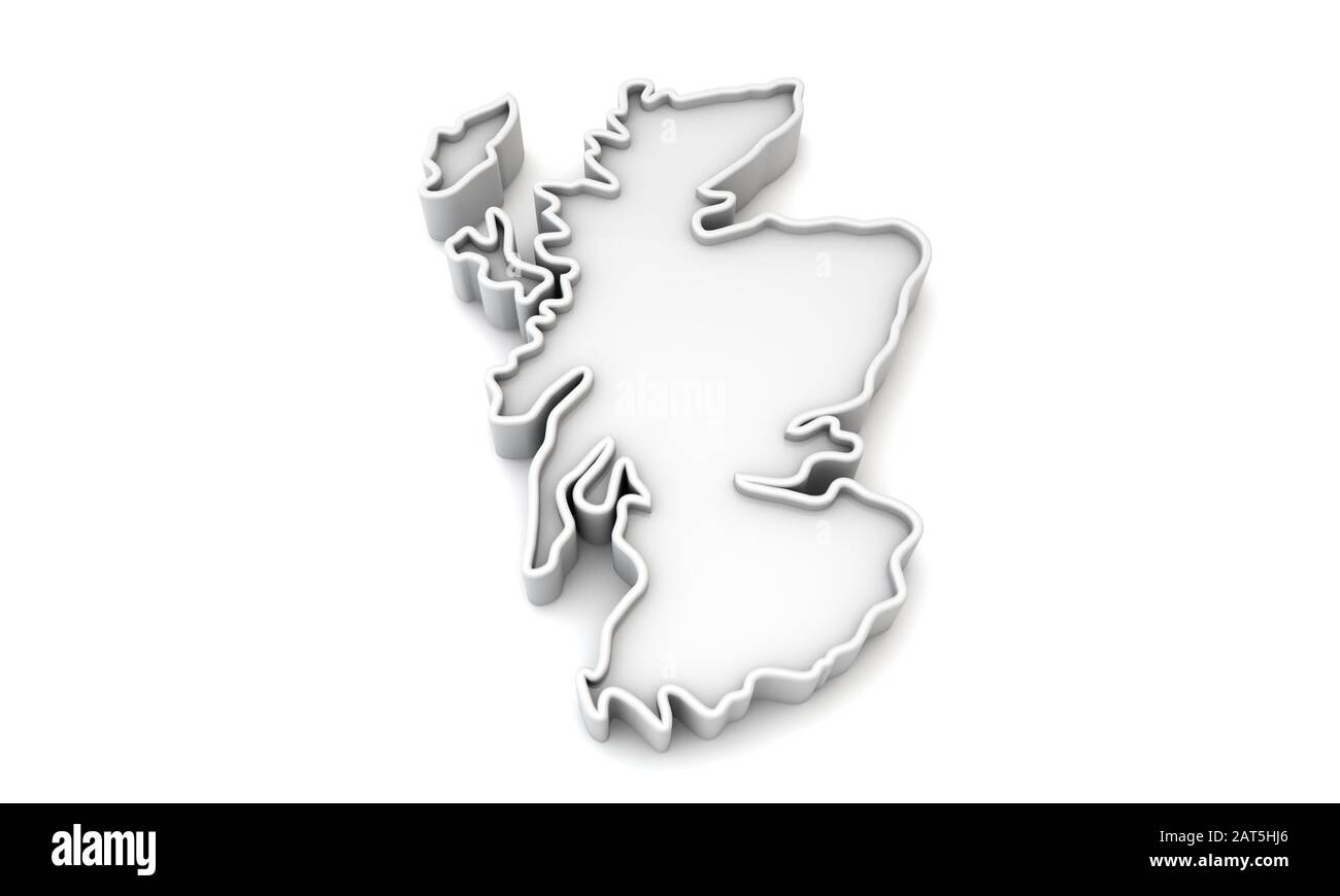 Simple white 3D map of Scotland. 3D Rendering Stock Photo - Alamy