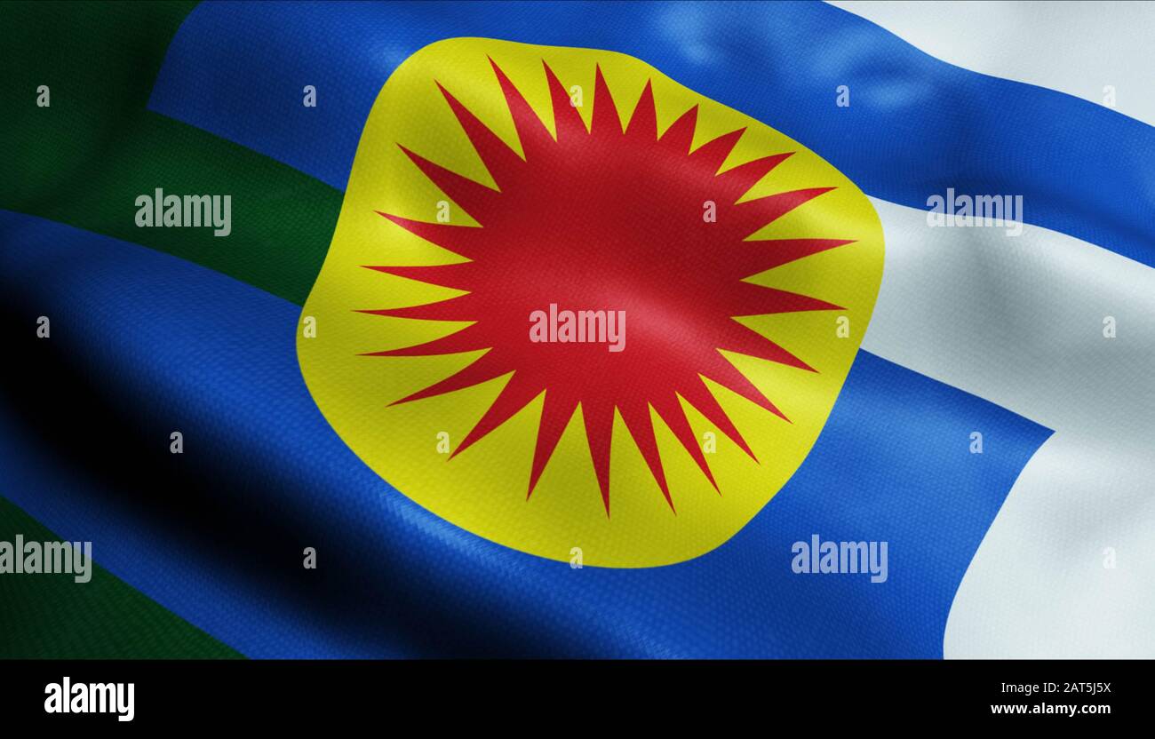 3D Illustration of a waving flag of Inirida (Colombia country Stock ...