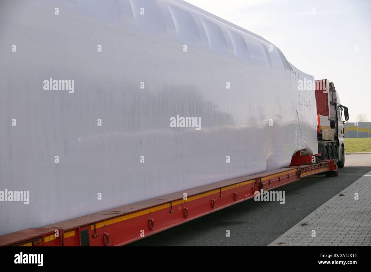 Special truck and semi-trailer. Transport of oversized goods Stock ...