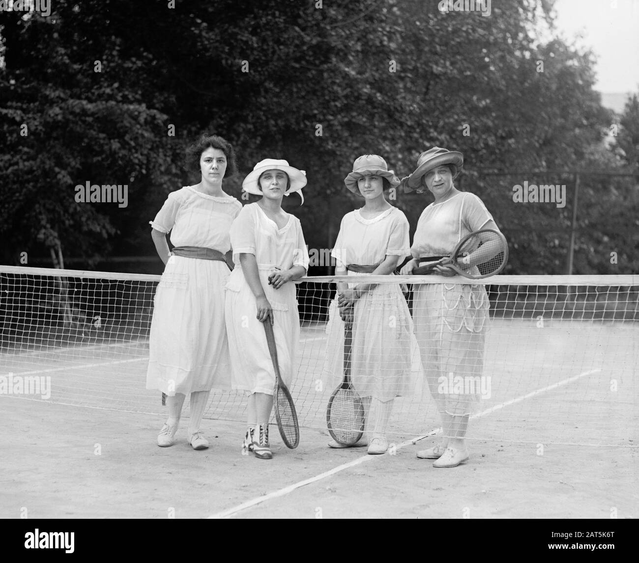 Four Women on Tennis Court, National Photo Company, 1922 Stock Photo ...