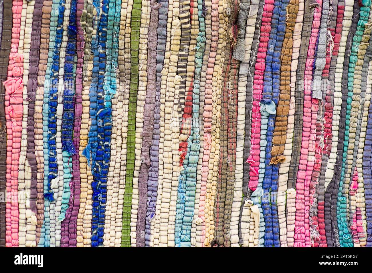 texture of woven fabric from fragments of different colors Stock Photo ...