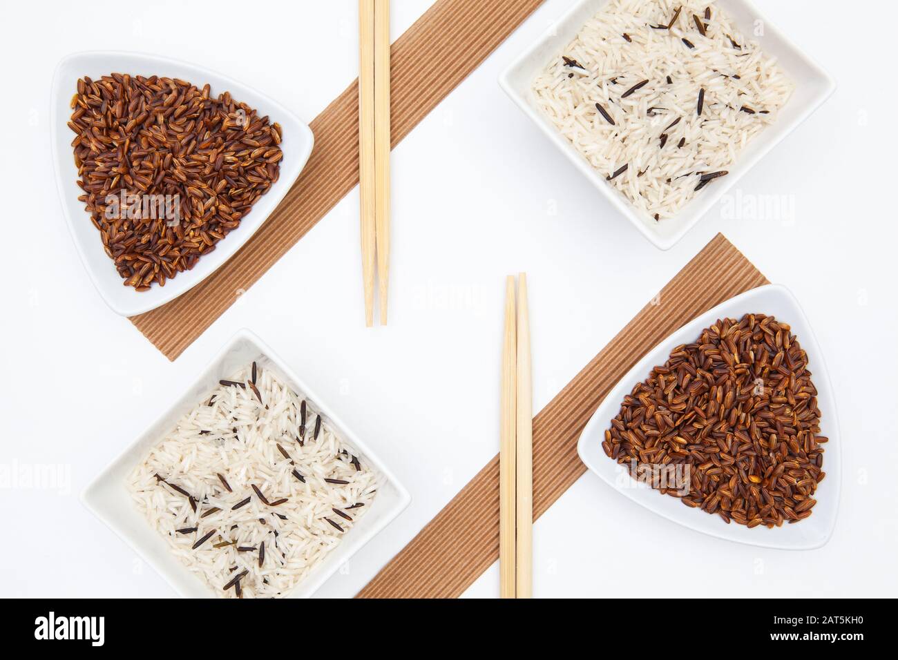 Top View Of White Sushi Plate With Rise And Chopsticks. Symmetry Food ...
