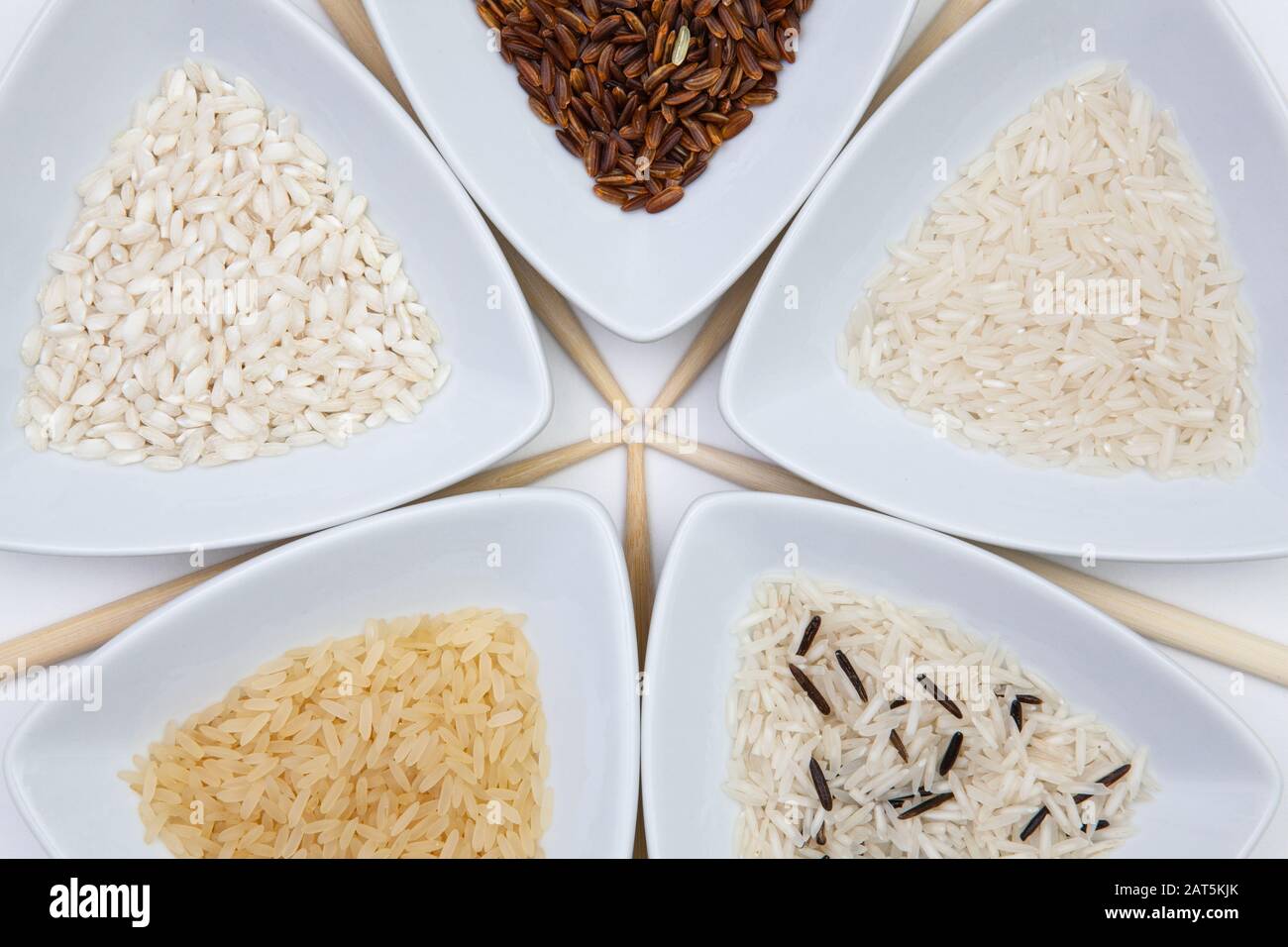 Top View Of White Sushi Plate With Rise And Chopsticks. Symmetry Food ...