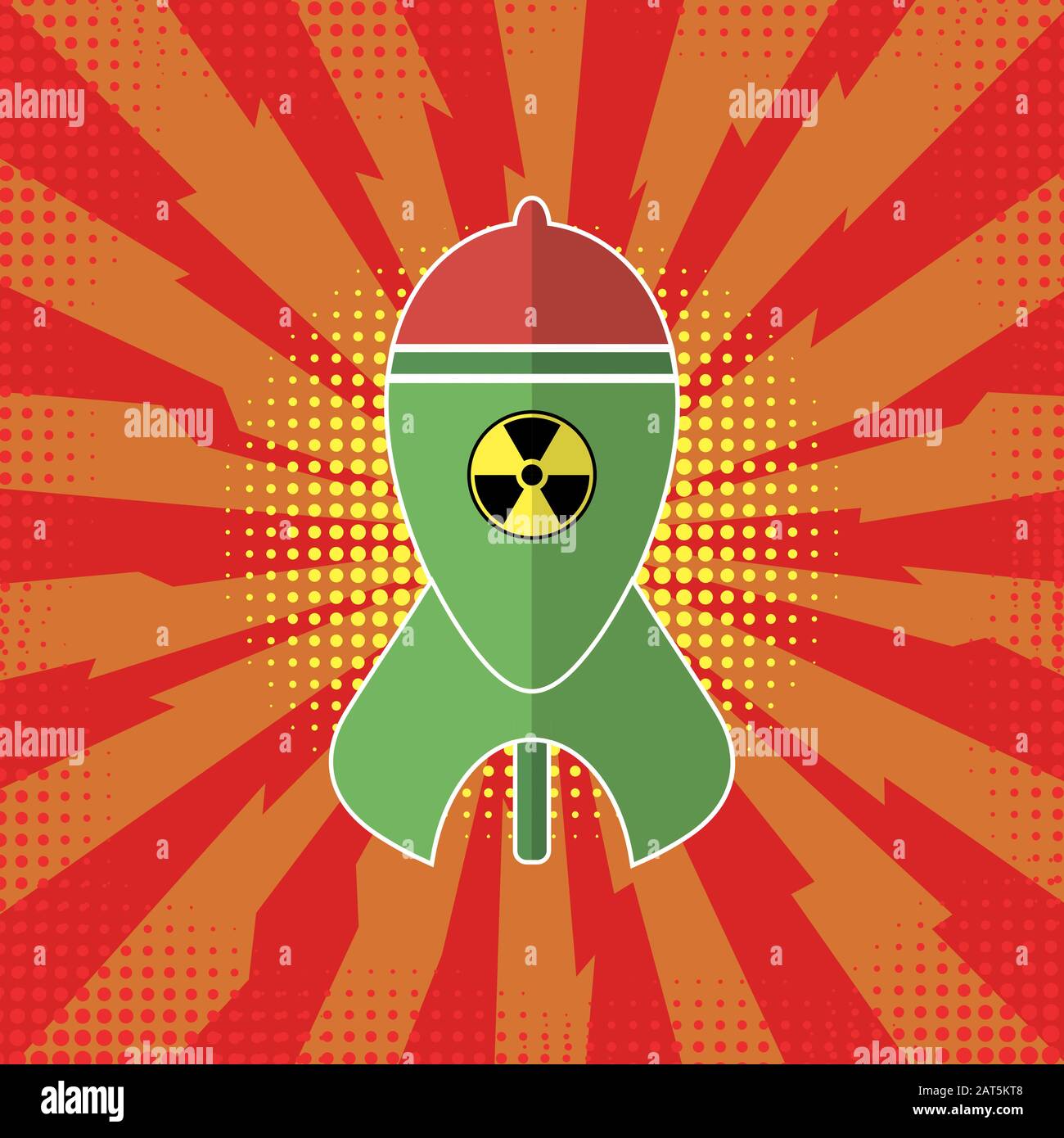 Green Atomic Bomb with Radiation Sign. Nuclear Rocket. Weapon Icon ...