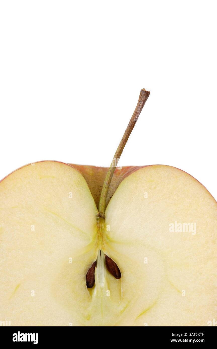 Sliced apple showing seeds and stem Stock Photo - Alamy
