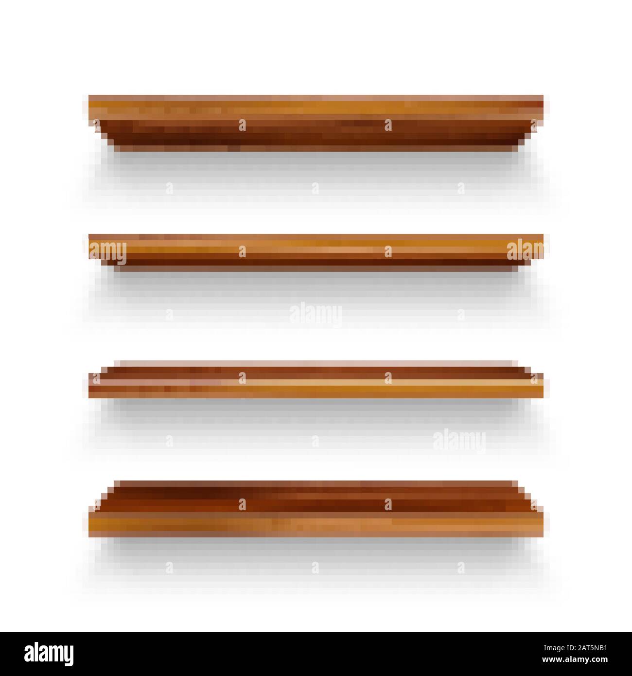 Realistic empty wooden store shelves set. Product shelf with wood ...