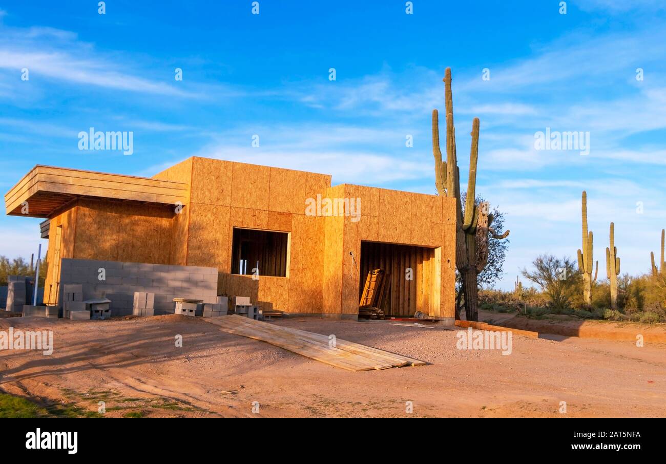 New Home Construction site In the Phoenix Arizona area with cactus ...
