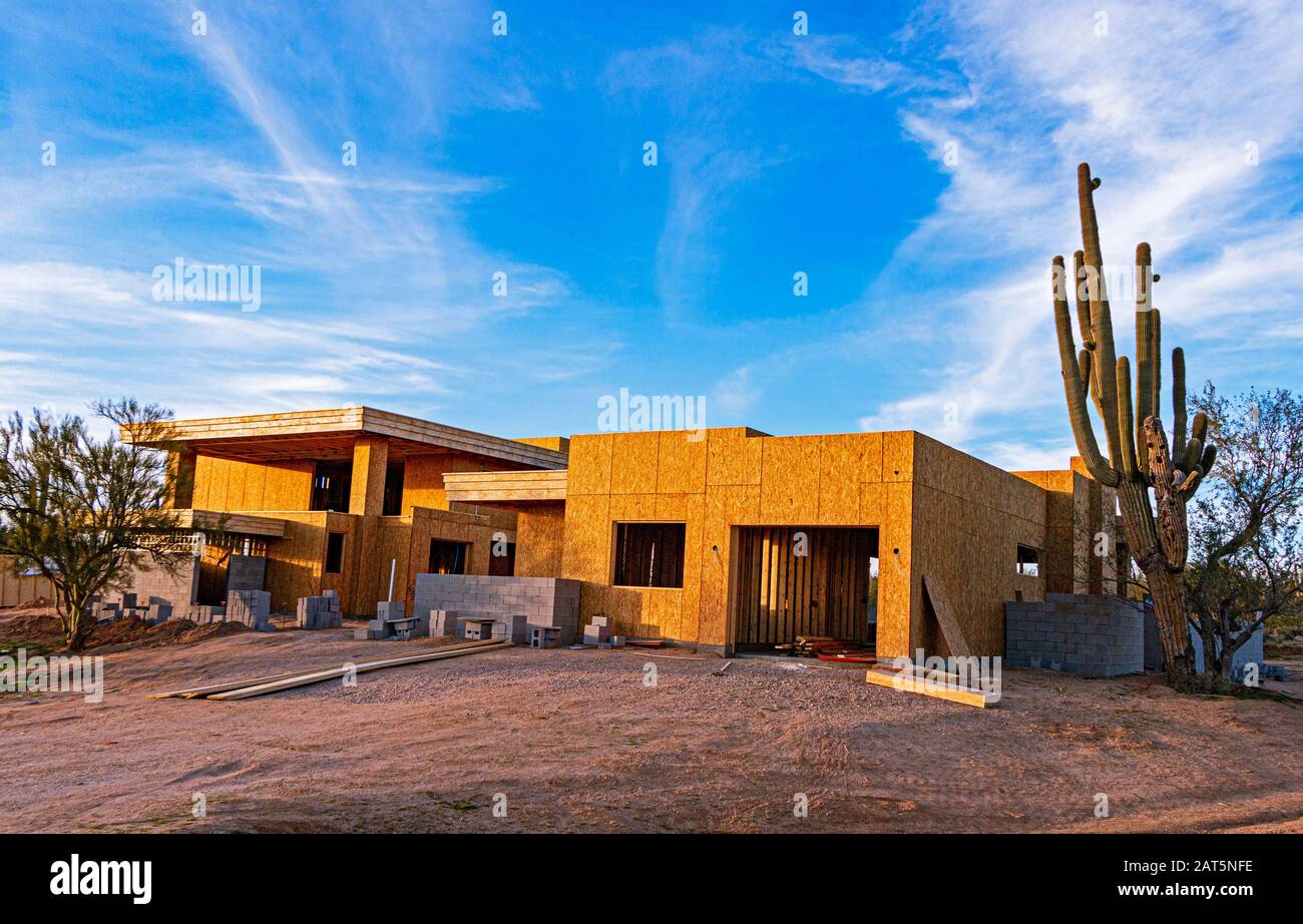 New Home Construction site In the Phoenix Arizona area with cactus ...
