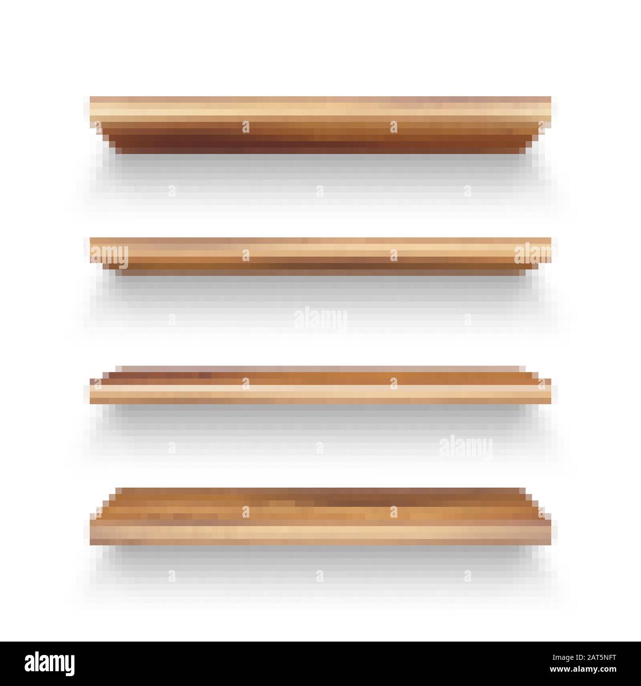 Realistic empty wooden store shelves set. Product shelf with wood ...