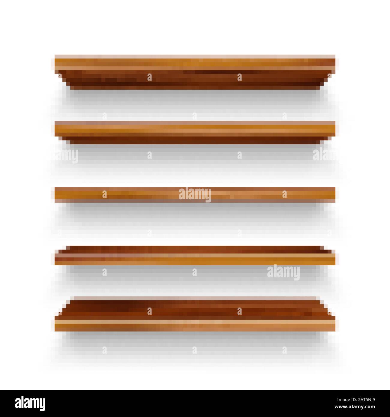 Realistic empty wooden store shelves set. Product shelf with wood ...