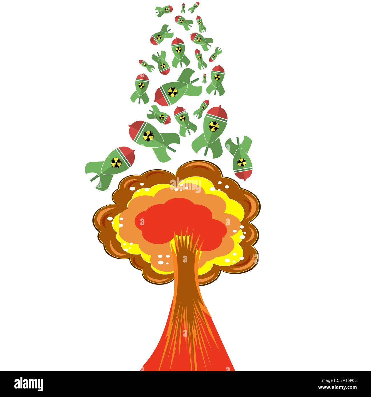 Green Atomic Bomb with Radiation Sign. Nuclear Rocket. Weapon Icon ...