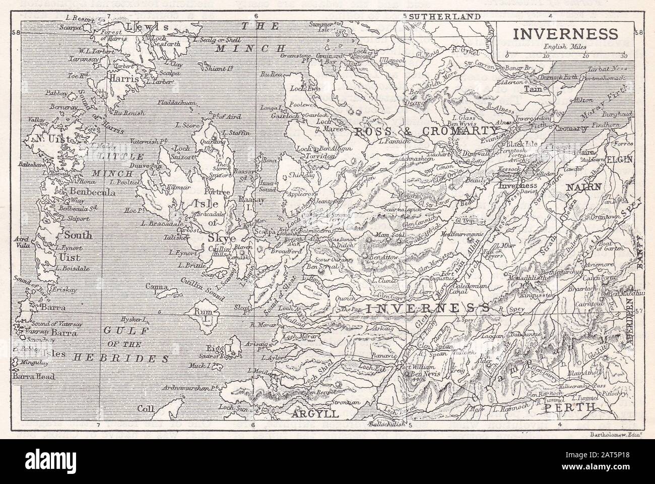 Vintage map of Inverness, Scotland Stock Photo - Alamy
