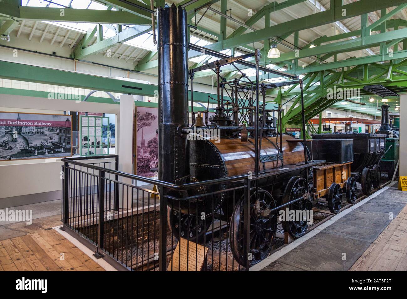 The famous Locomotion railway engine at the Head of Steam museum in ...