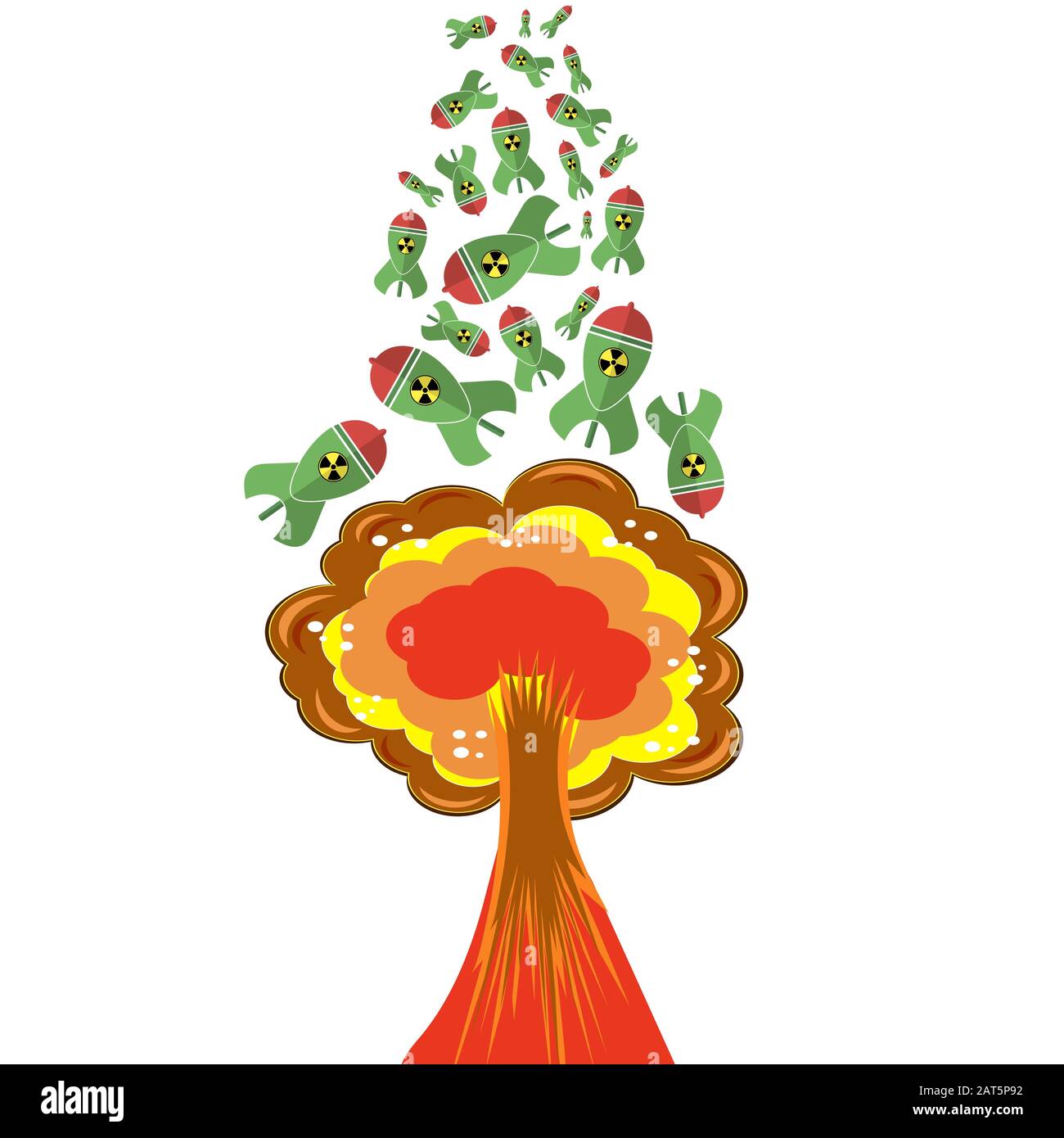 Green Atomic Bomb with Radiation Sign. Nuclear Rocket. Weapon Icon ...