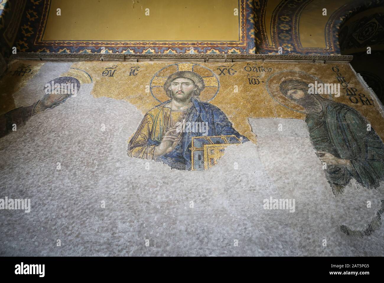 The Deesis mosaic in Hagia Sophia, Istanbul City, Turkey Stock Photo ...
