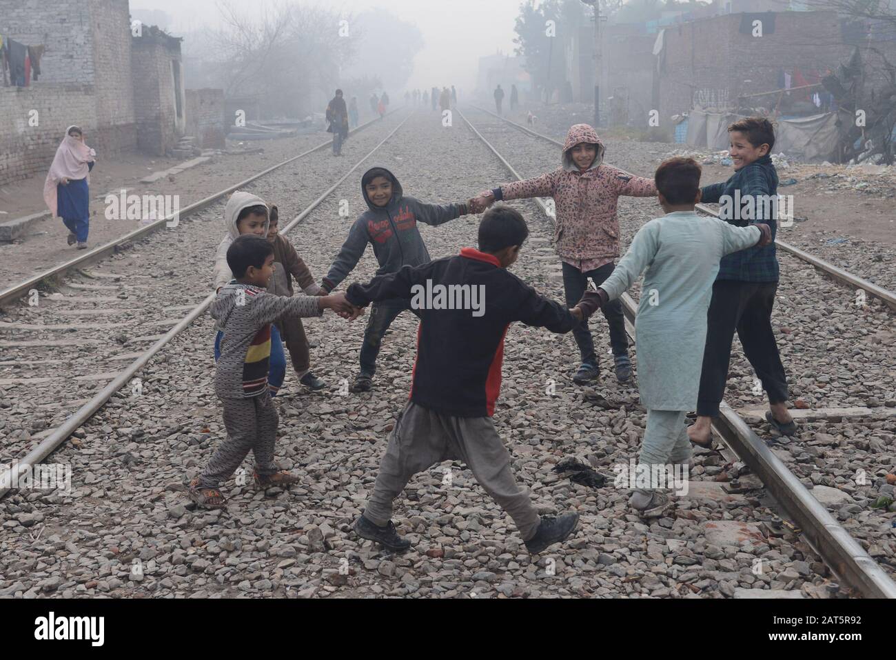 Pakistani poor children playing near river Ravi ahead of International ...