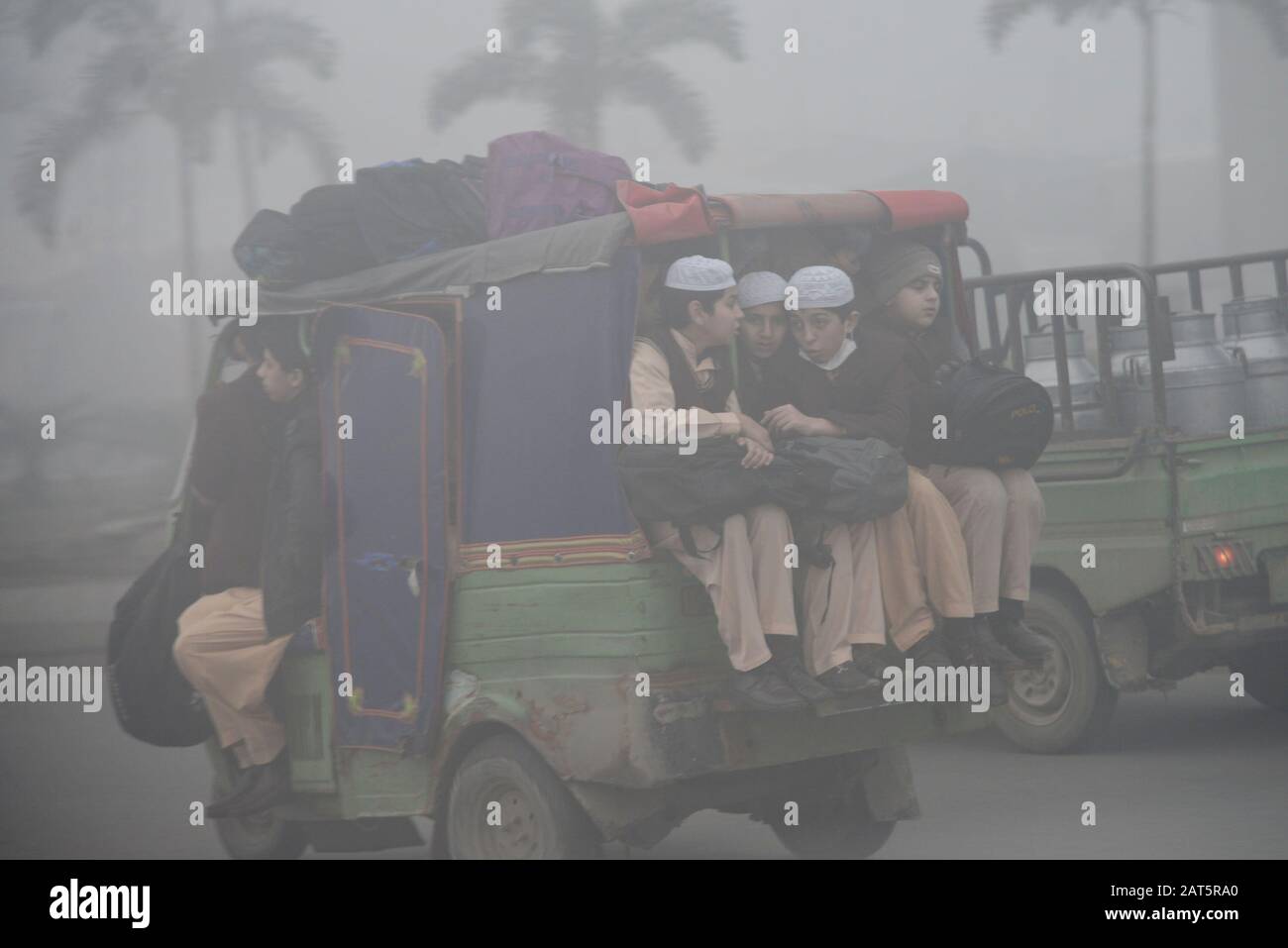A view of the fog engulfs the provincial capital city after the heavy ...