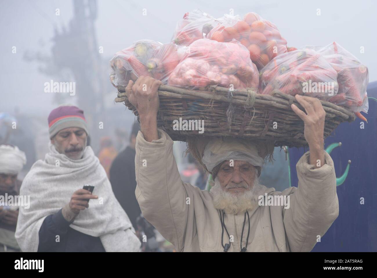A view of the fog engulfs the provincial capital city after the heavy ...