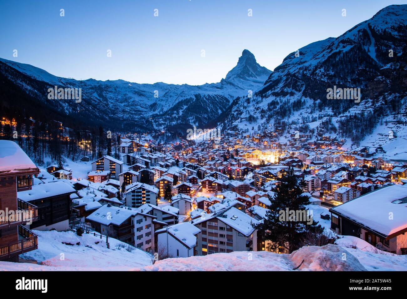 amazing view of Matterhorn peak from Zermatt Stock Photo - Alamy