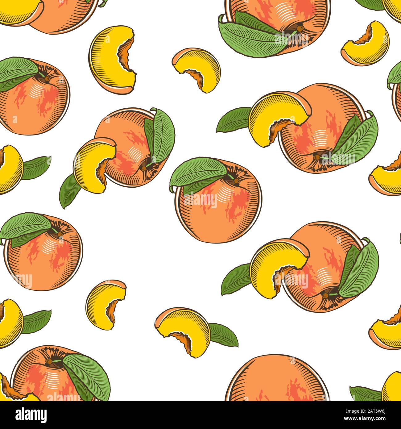 Colored seamless pattern with peaches in vintage style Stock Vector ...