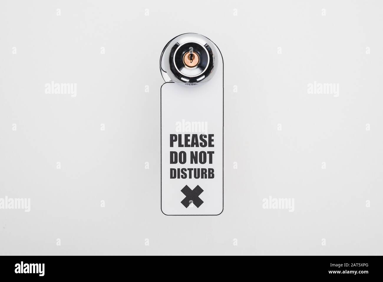 please do no disturb sign on handle with lock on white background Stock ...