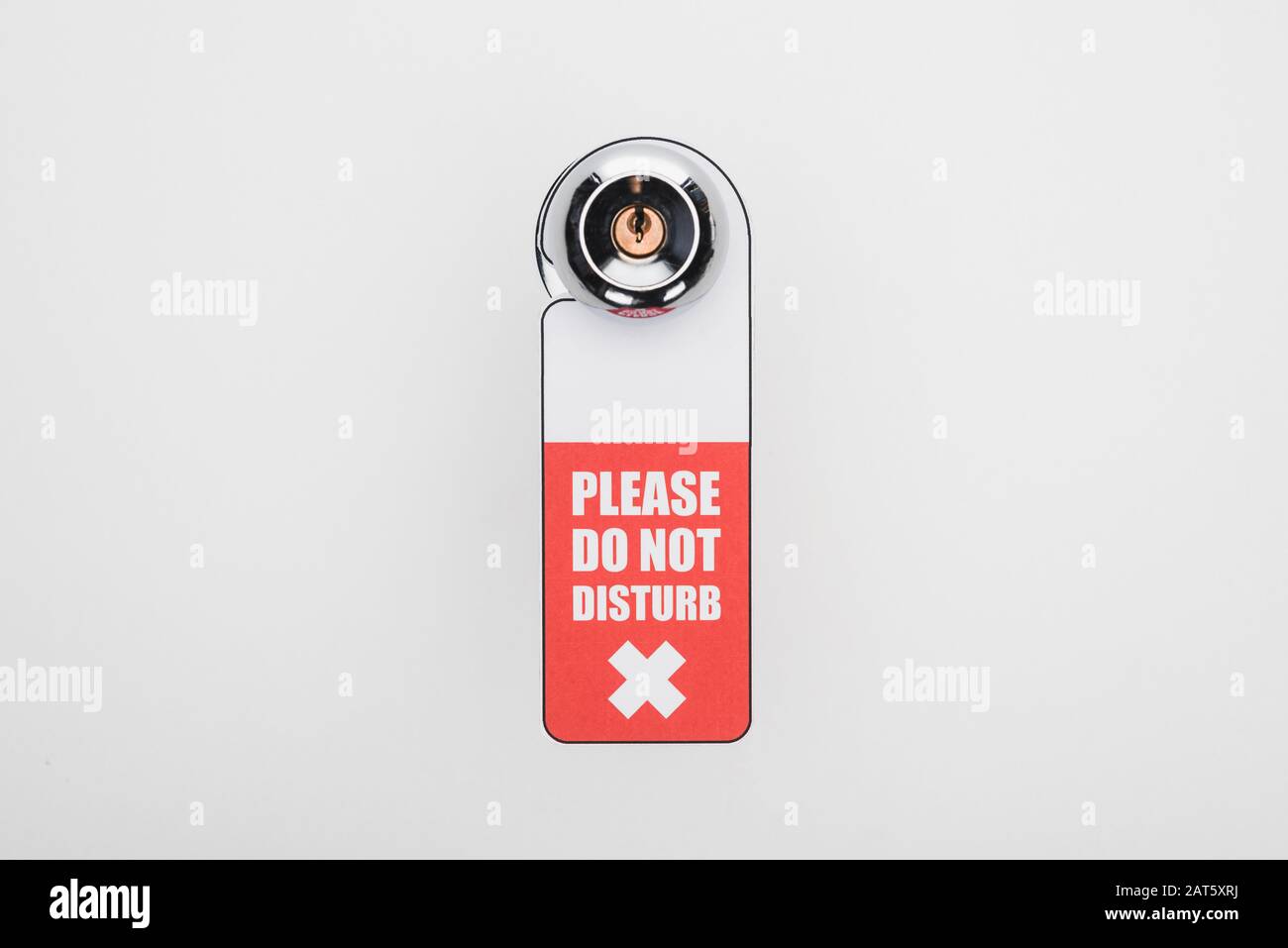 please do no disturb sign on handle with lock on white background Stock ...