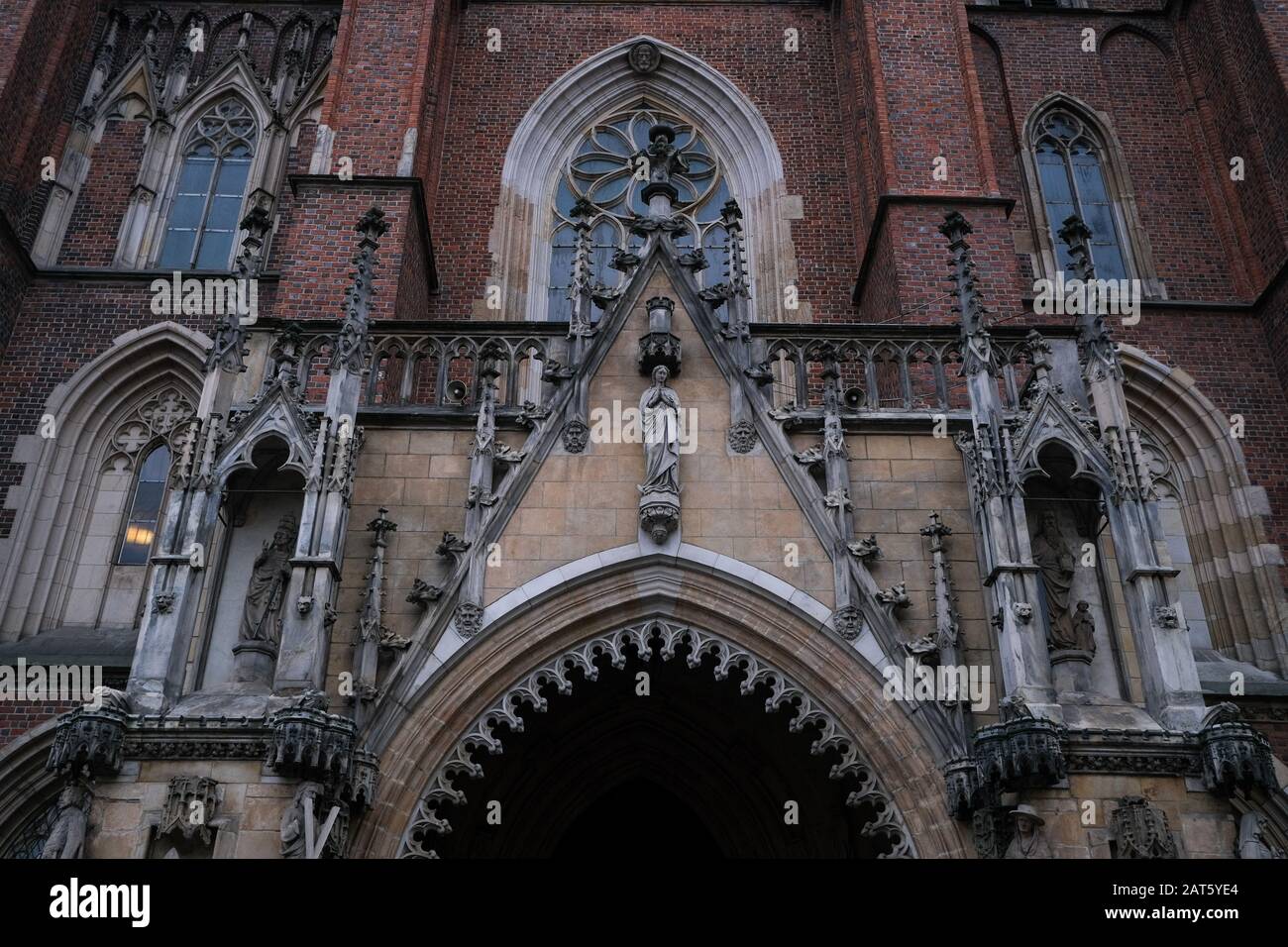 Poland,Wroclaw- 20 January 2020: the entrance to Archcathedral of St ...