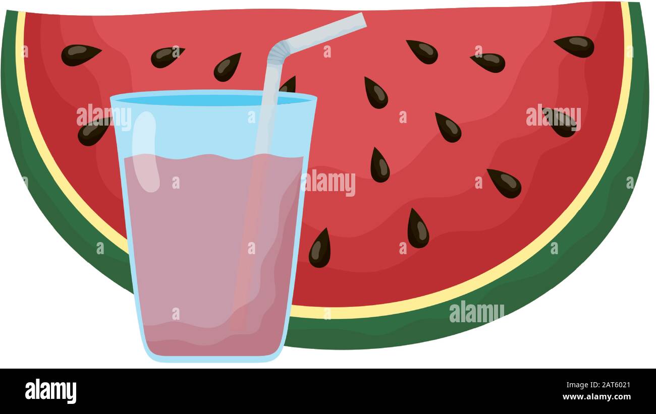 Glass watermelon juice straw Stock Vector Images - Alamy