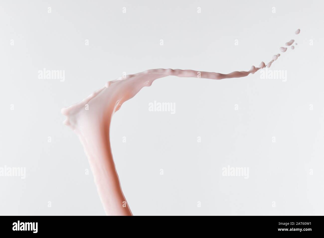 fresh pink milk splash with drops isolated on white Stock Photo - Alamy