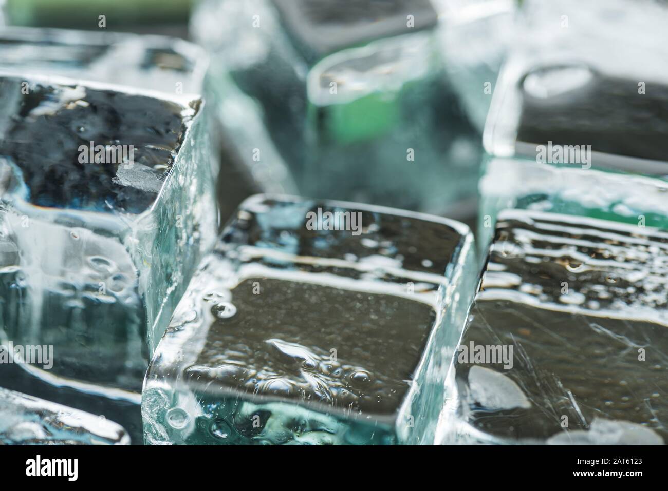 close up view of melting transparent clear square ice cubes Stock Photo ...