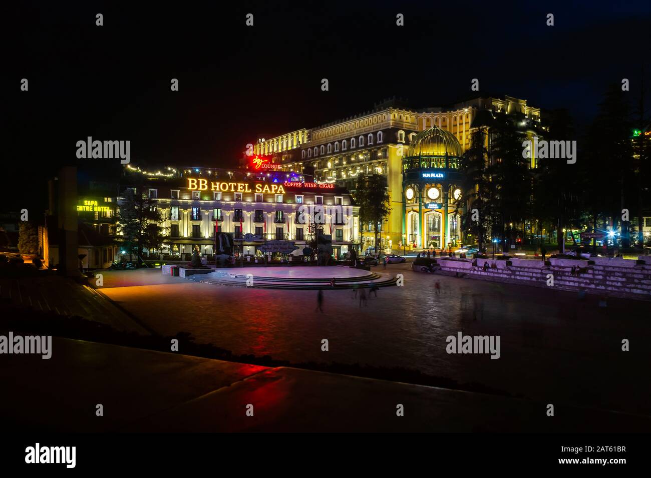 Sapa, Vietnam, Oct 09, 2018 view of Sun Plaza old building architecture ...
