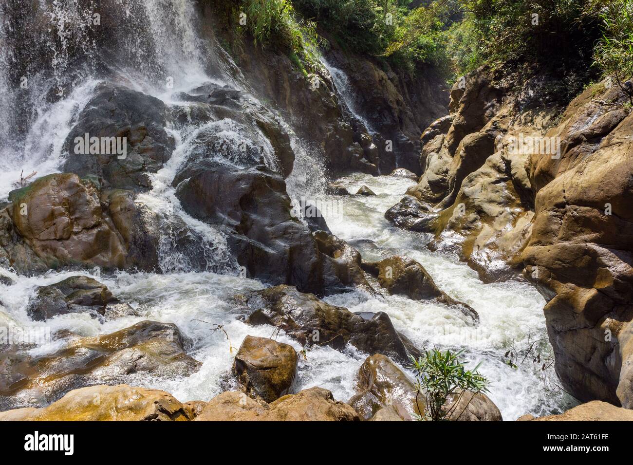Mountain river. Silver waterfall at Cat Cat Village in Sapa Sapa ...