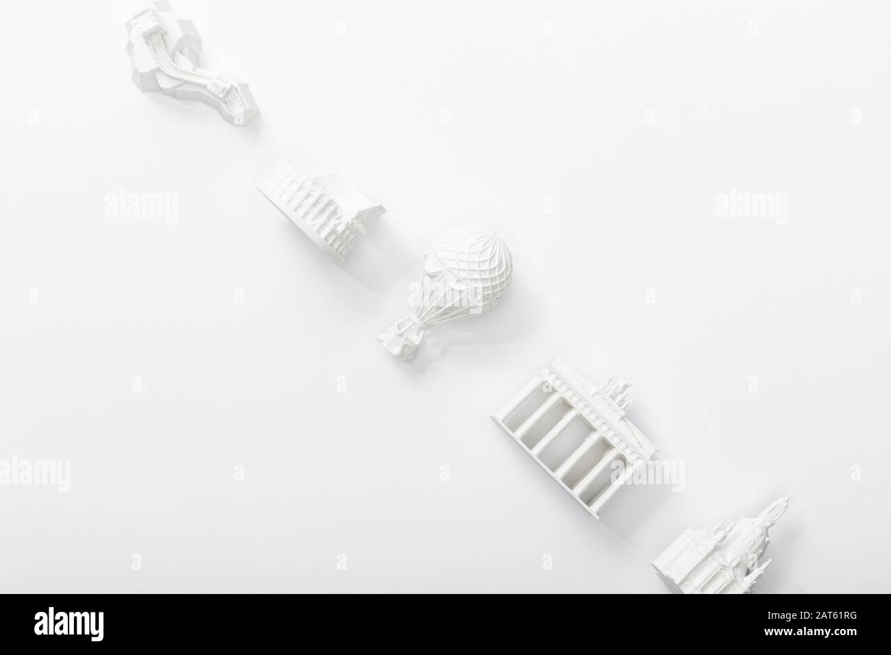top view of small statuettes from countries isolated on white Stock ...