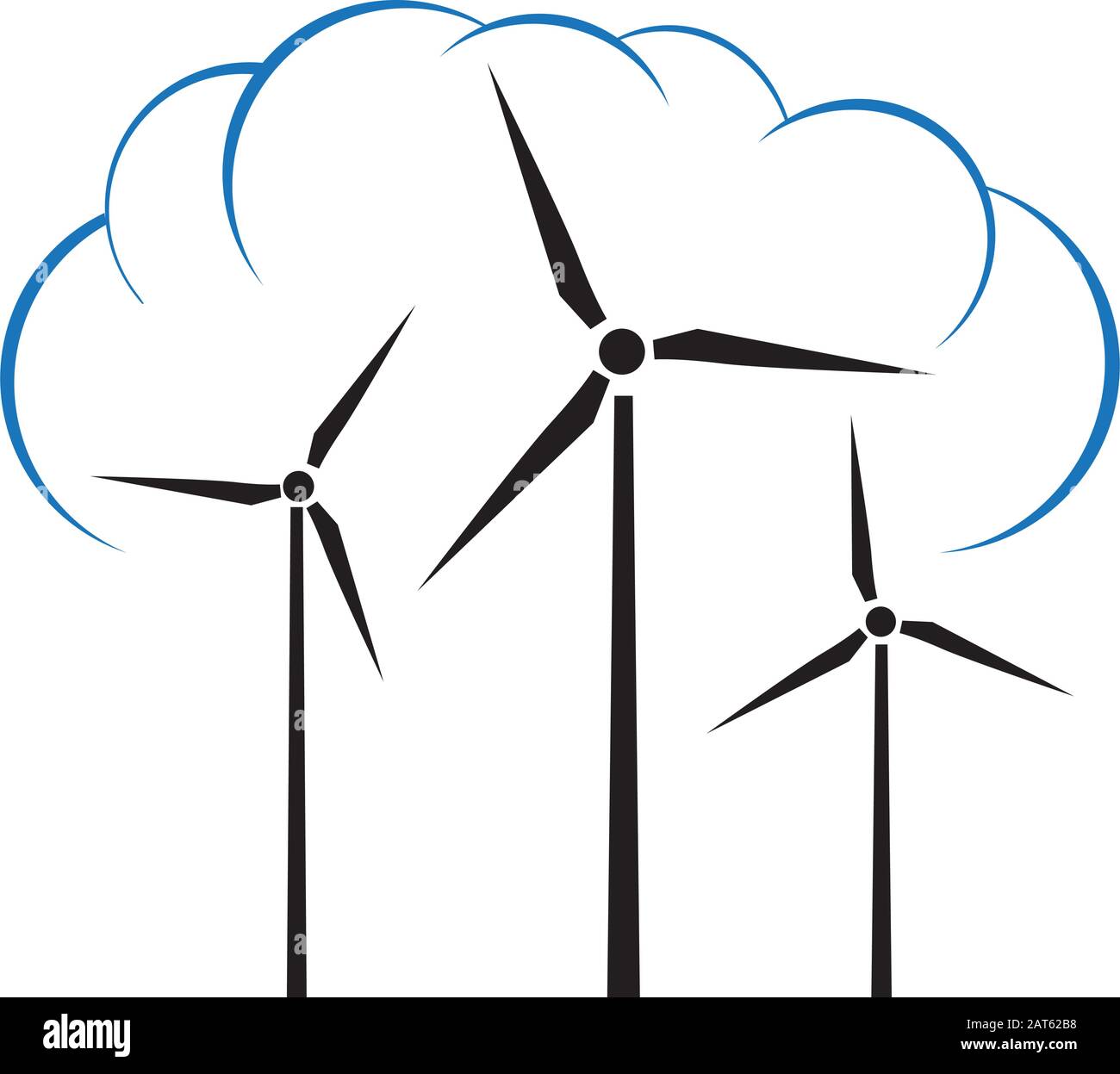 Wind turbines blue sky green Cut Out Stock Images & Pictures - Alamy