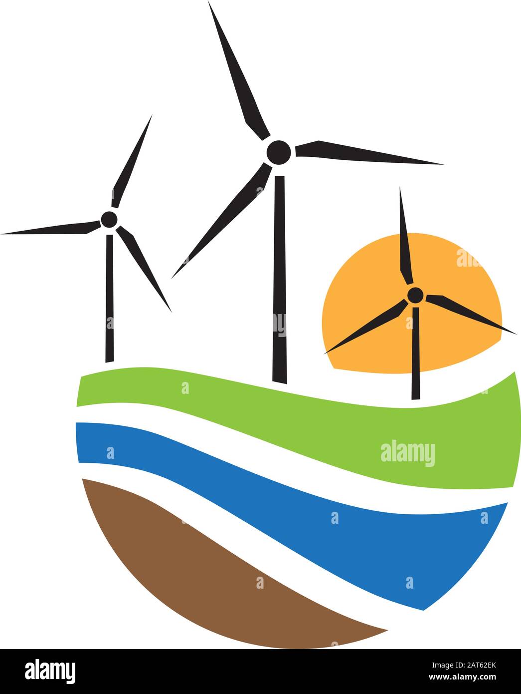 Landscape turbines sunset Cut Out Stock Images & Pictures - Alamy