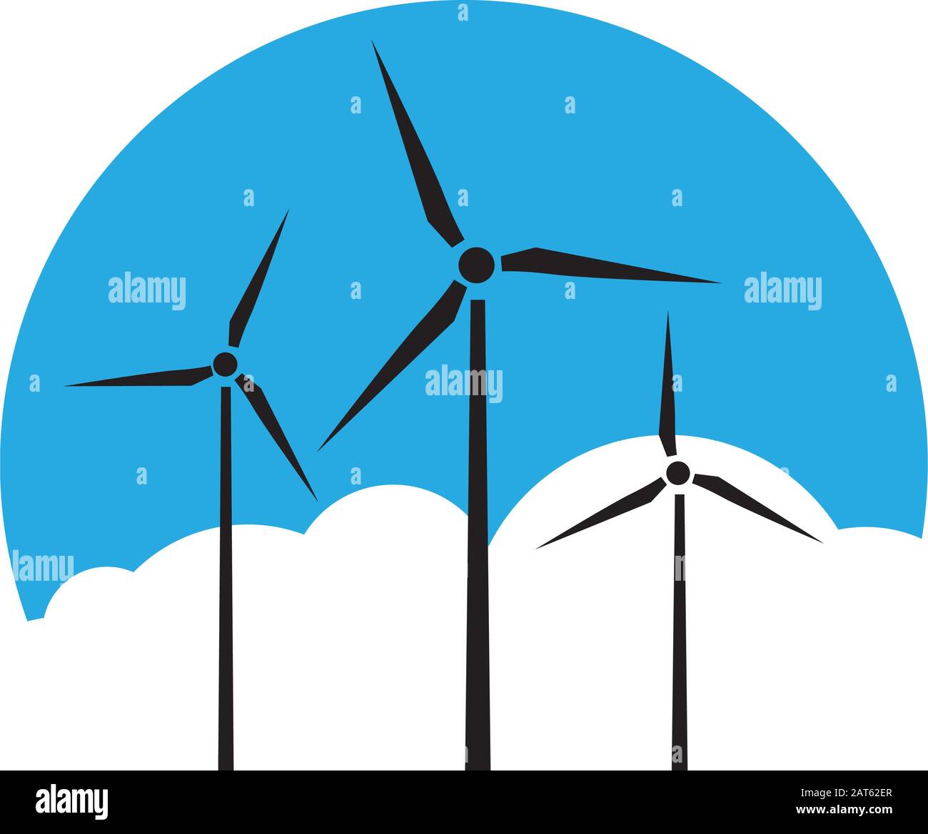 Wind turbines blue sky green Cut Out Stock Images & Pictures - Alamy
