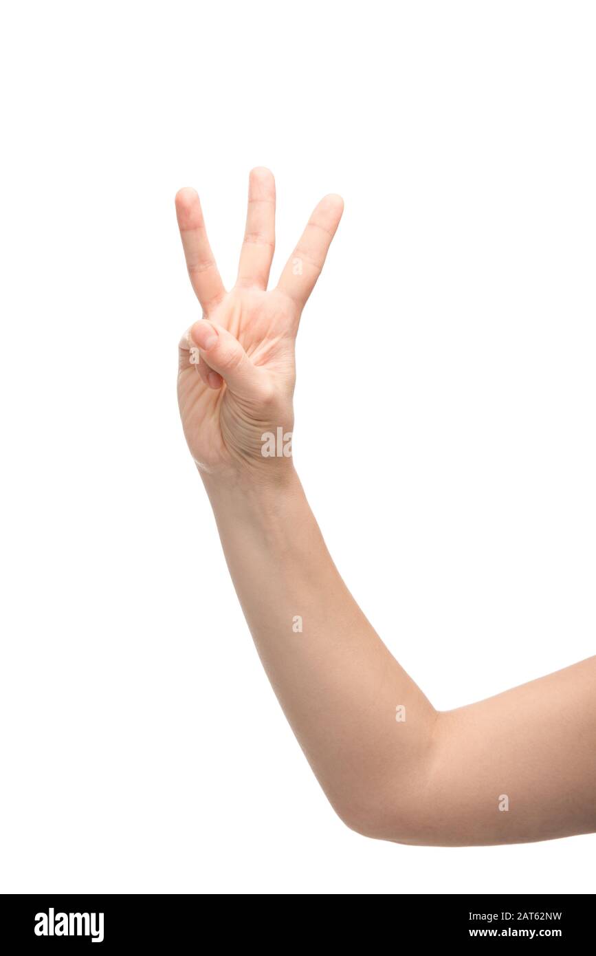 Woman hand showing three fingers hi-res stock photography and images ...