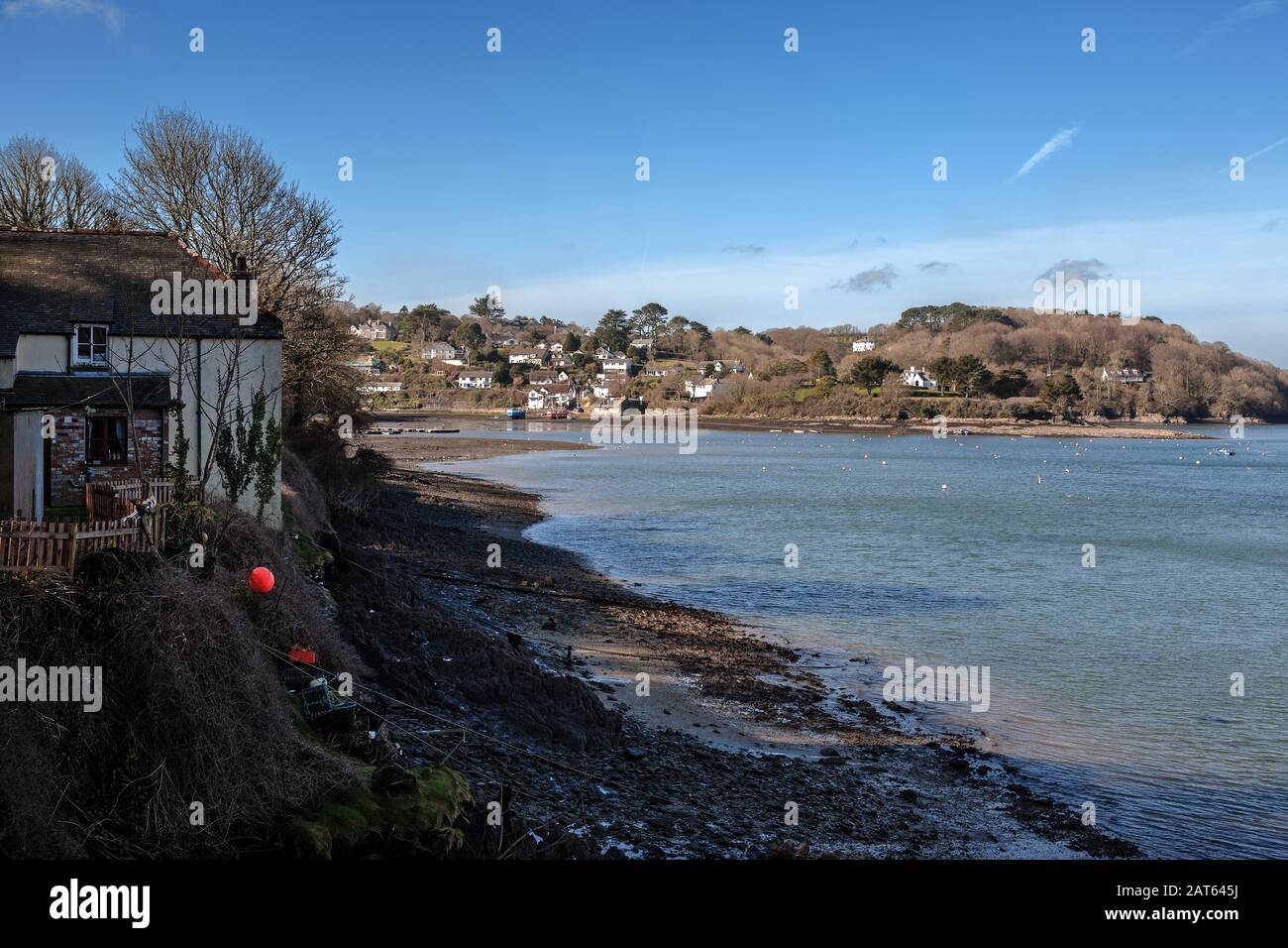 The Helford River at Treath, Cornwall, looking over to Helford village ...