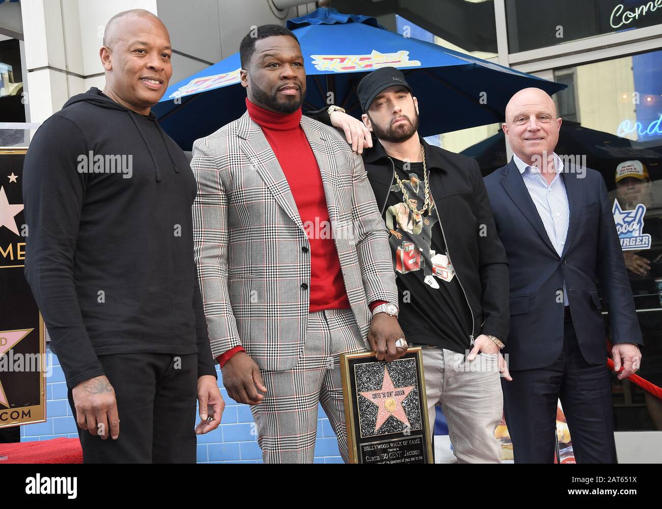 Los Angeles, USA. 30th Jan, 2020. (L-R) Dr. Dre, Curtis 50 Cent Jackson ...
