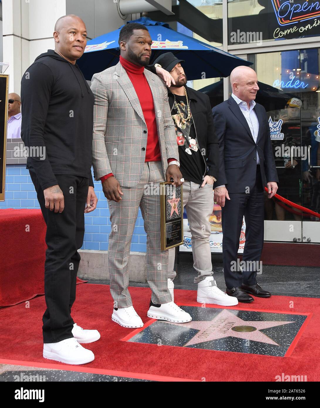 Los Angeles, USA. 30th Jan, 2020. (L-R) Dr. Dre, Curtis 50 Cent Jackson ...