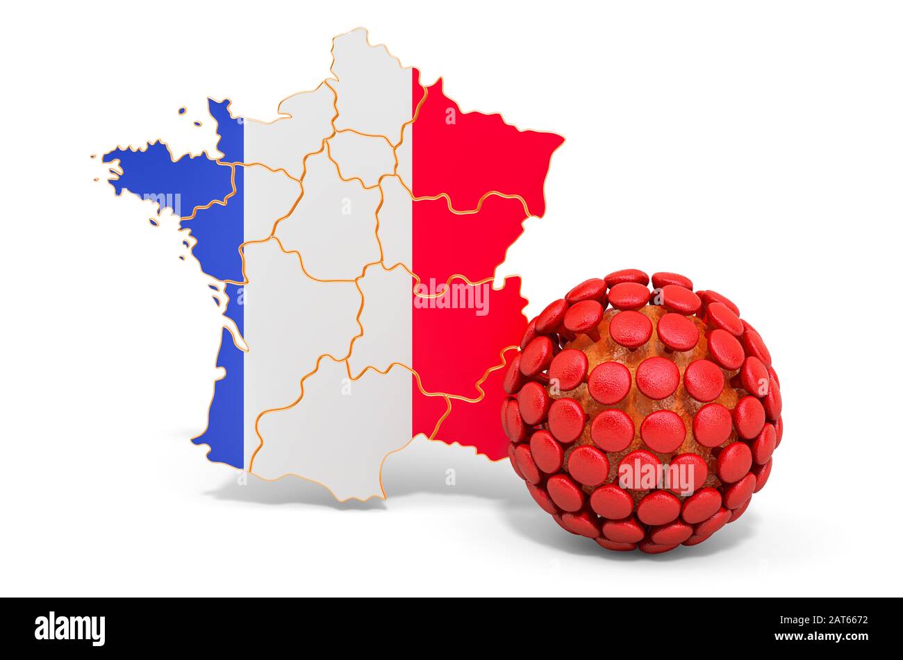 Virus in France concept, 3D rendering isolated on white background ...
