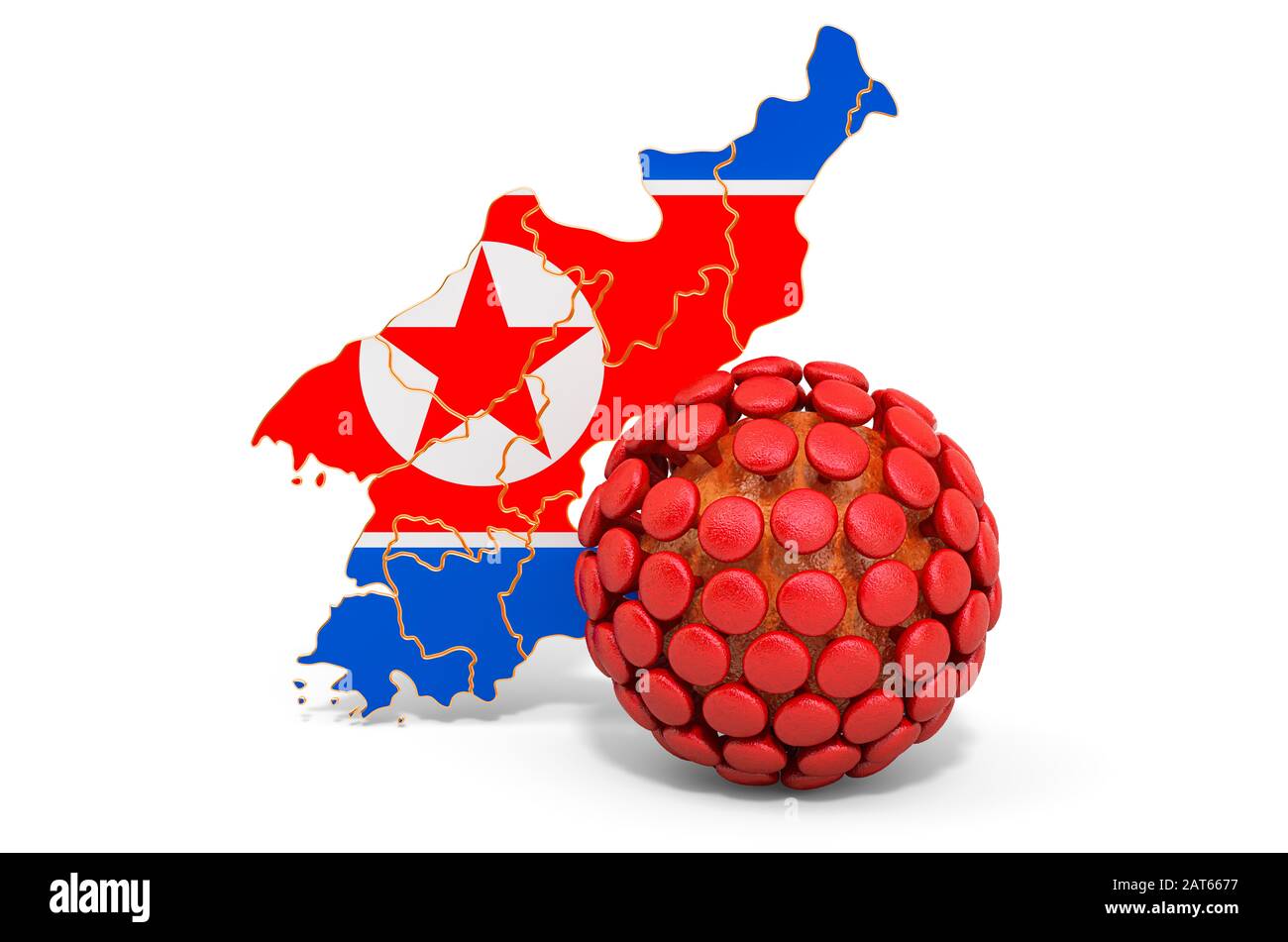 Virus in North Korea concept, 3D rendering isolated on white background ...