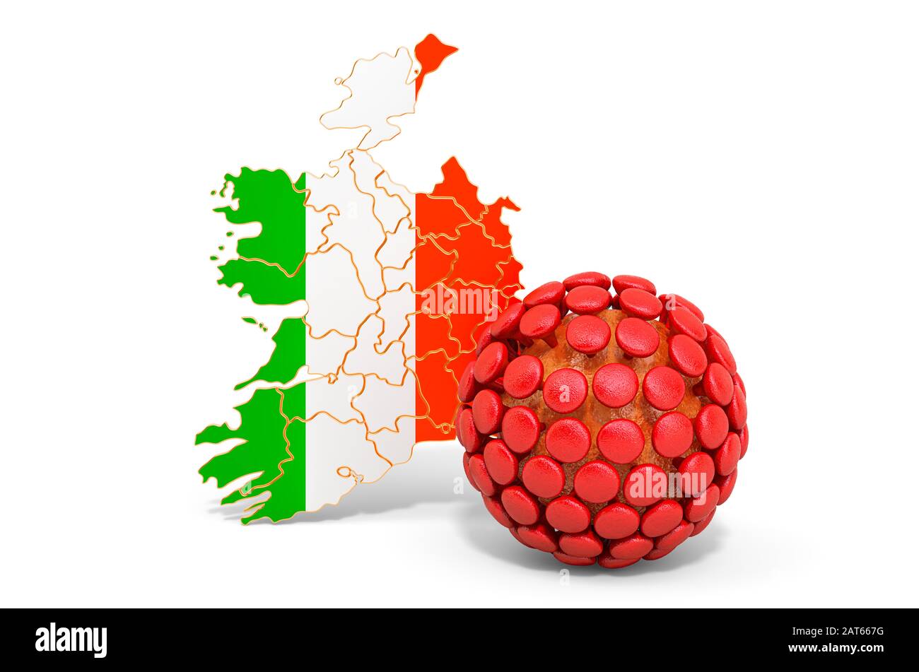 Virus in Ireland concept, 3D rendering isolated on white background ...