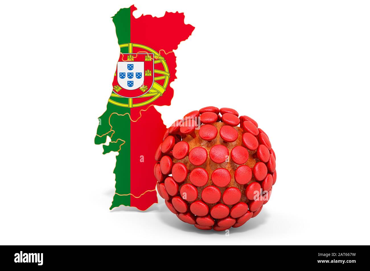 Virus in Portugal concept, 3D rendering isolated on white background ...