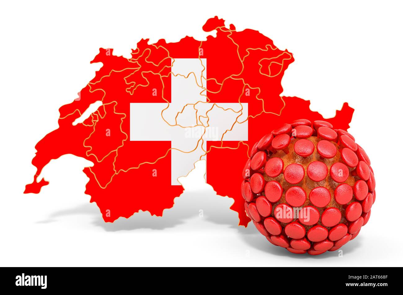 Virus in Switzerland concept, 3D rendering isolated on white background ...