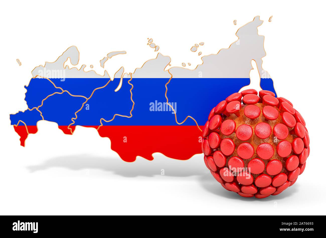 Virus in Russia concept, 3D rendering isolated on white background ...