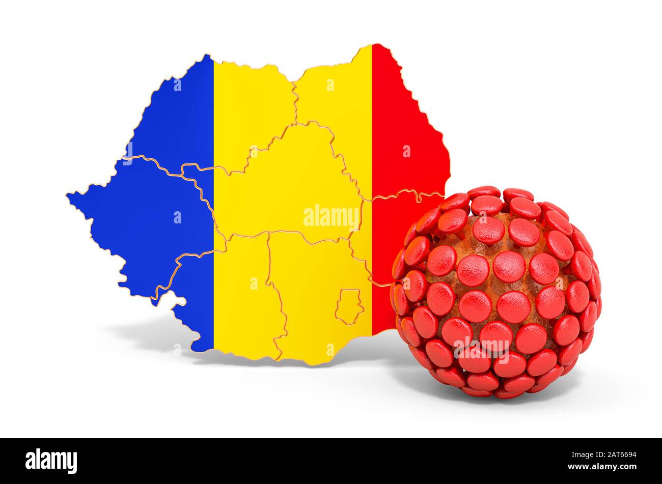 Virus in Romania concept, 3D rendering isolated on white background ...