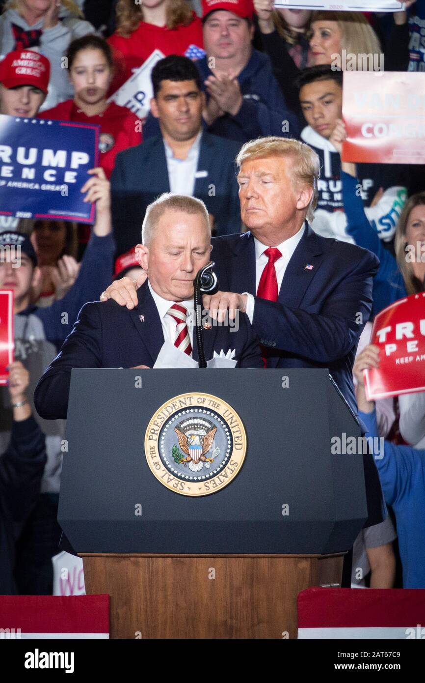 Congressman Jeff Van Drew and President Donald J. Trump speak to a ...